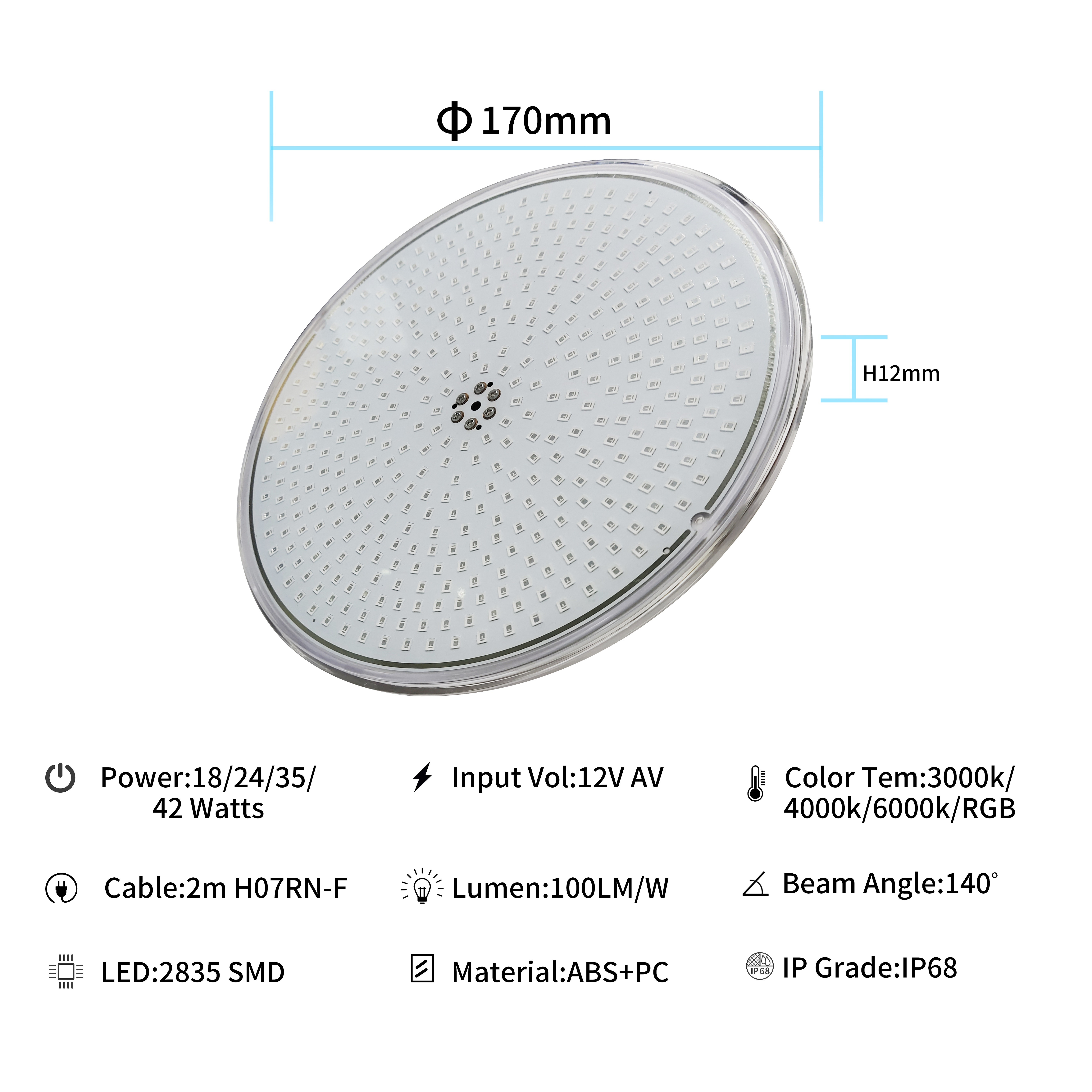 Refined LED PAR56 RGB Pool Lights Wi-Fi Pool Lights